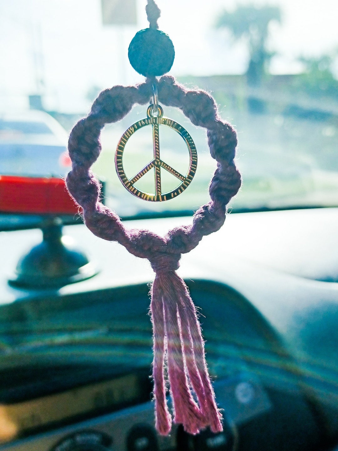 Peace Sign Car Hanger Macrame Peace Car Charm Peace Car - Etsy
