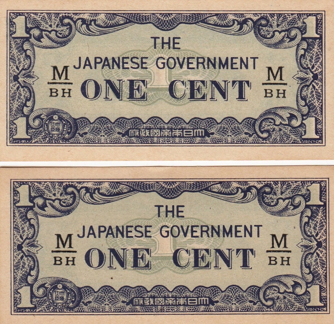 2 WW2 Japanese Invasion Banknotes. Occupation of Malaya 1942. Two X 1 ...