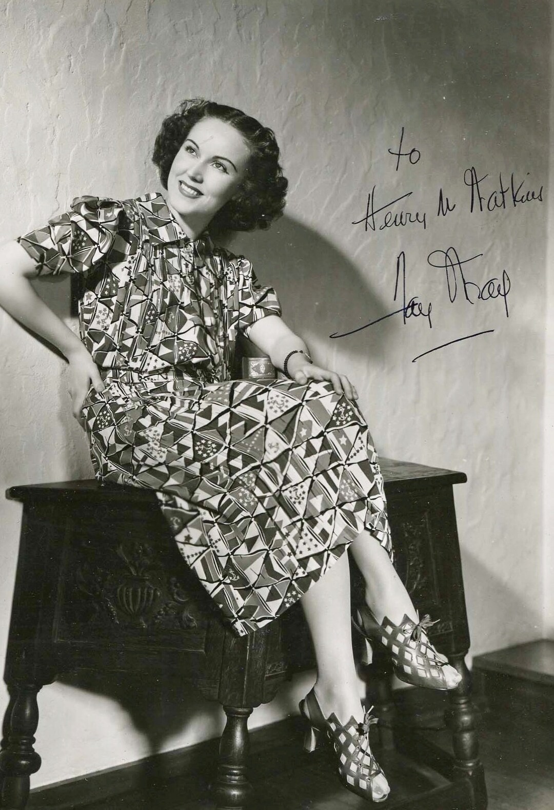 Reproduced Signed Postcard Type Publicity Photograph of the American ...