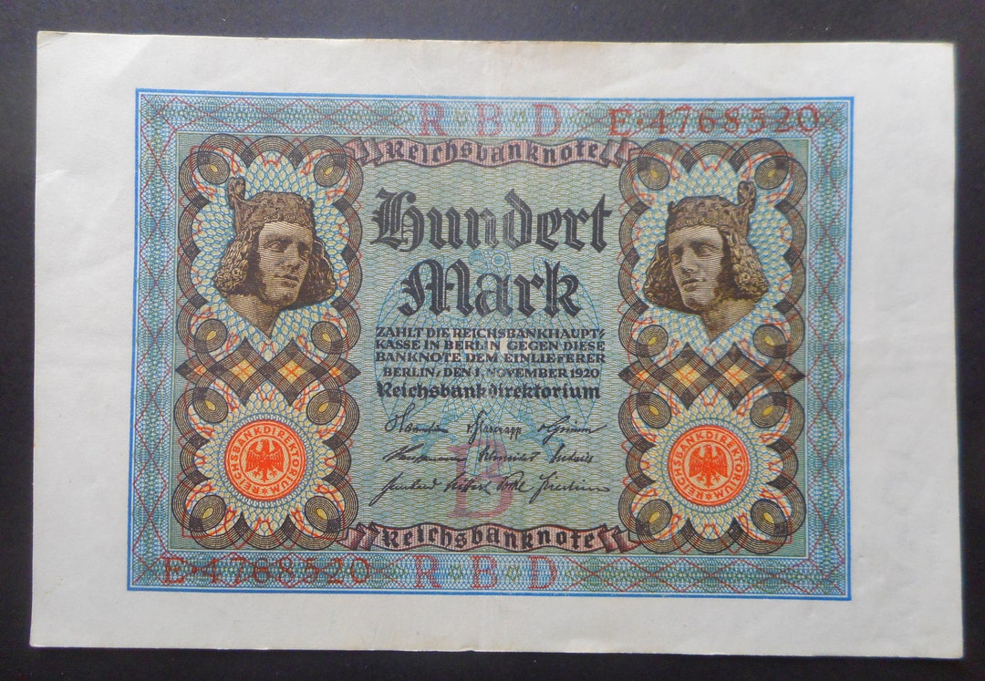 Original German Banknote 100 Marks Dated 1st November 1920. - Etsy
