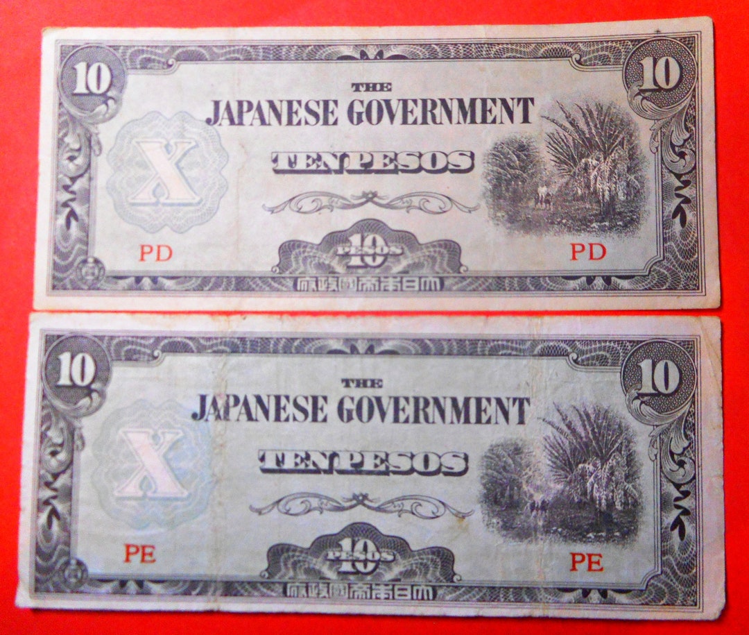 2 WW2 Japanese Invasion Banknotes. Occupation of the Philippines. Two ...