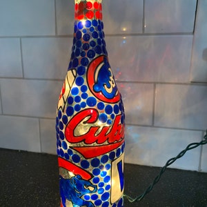 Chicago Cubs Lighted Wine Bottle - Etsy