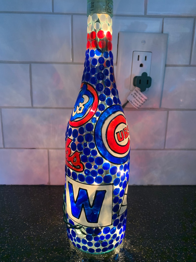 Chicago Cubs Lighted Wine Bottle - Etsy