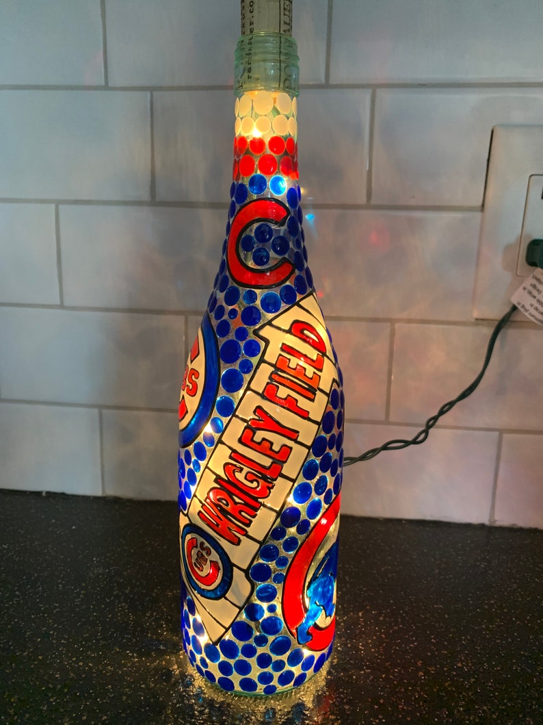 Chicago Cubs Lighted Wine Bottle - Etsy