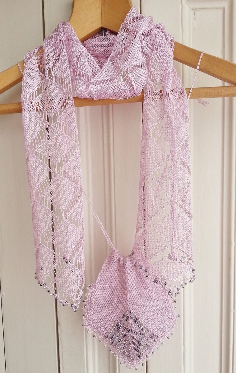 Knitting Pattern for Lace Beaded Scarf and Bag - Etsy