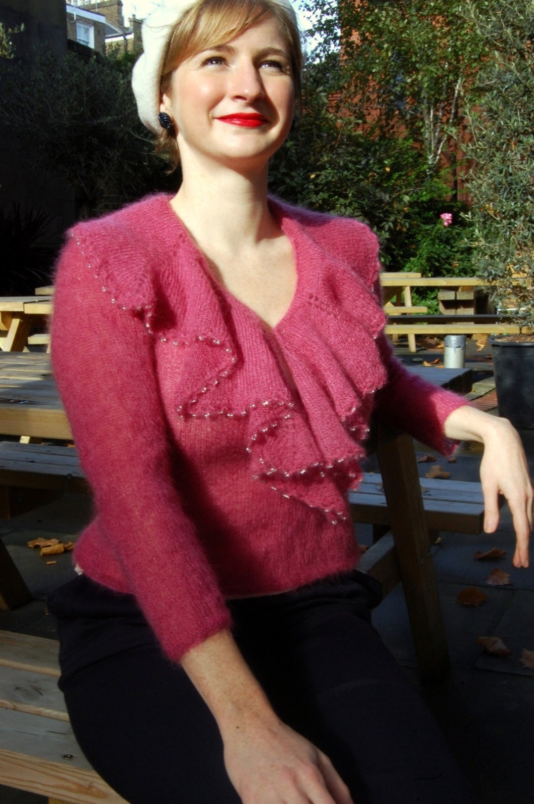 Knitted Women's Top Pattern: Beaded Waterfall Collar (PDF Pattern) - Etsy