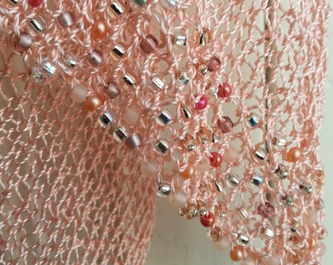 Knitting Pattern for beaded Frill Scarf, a Glamorous Waterfall Scarf ...