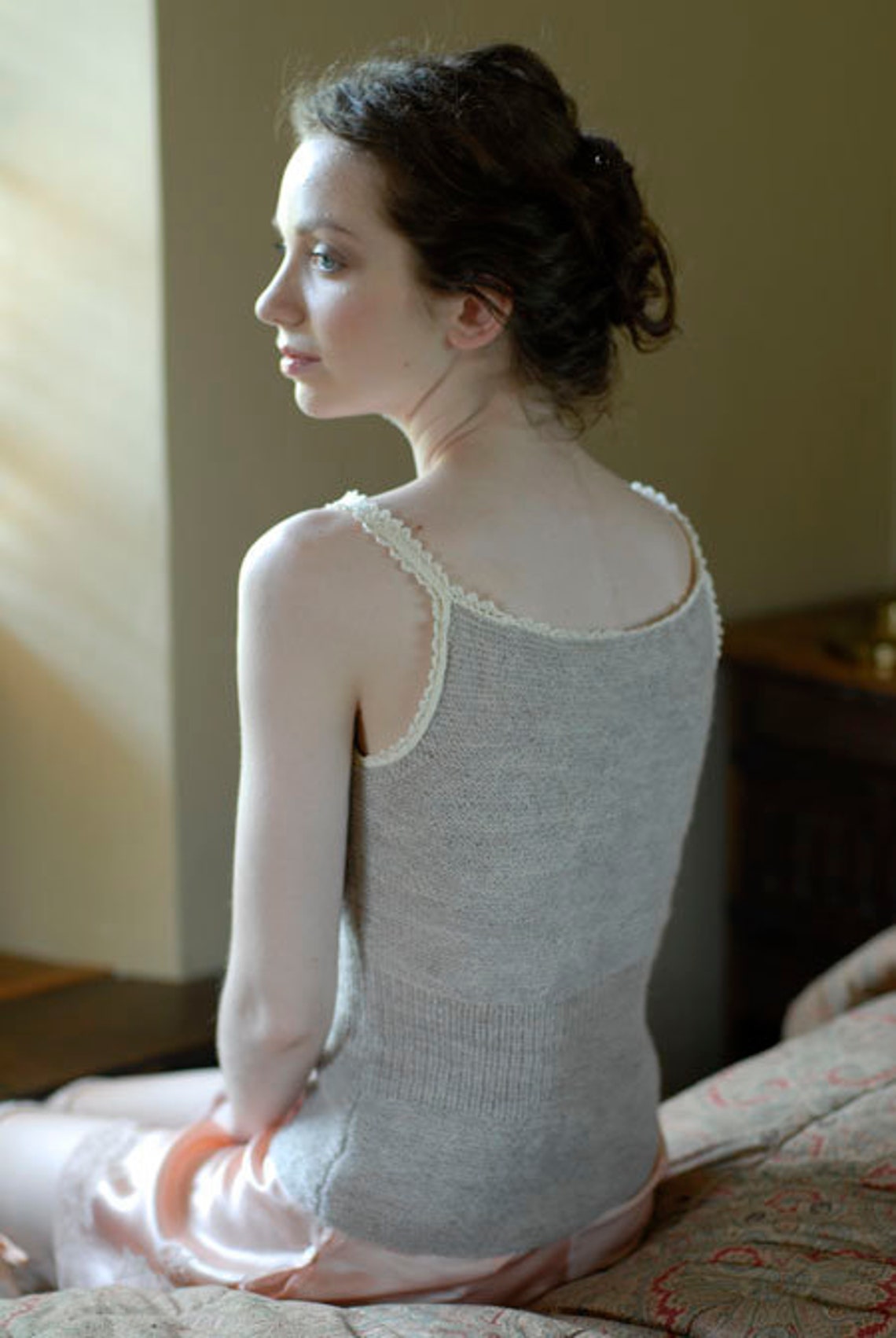 Knitting Pattern for - Lace-edged Camisole, a Simple Wool Camisole With ...