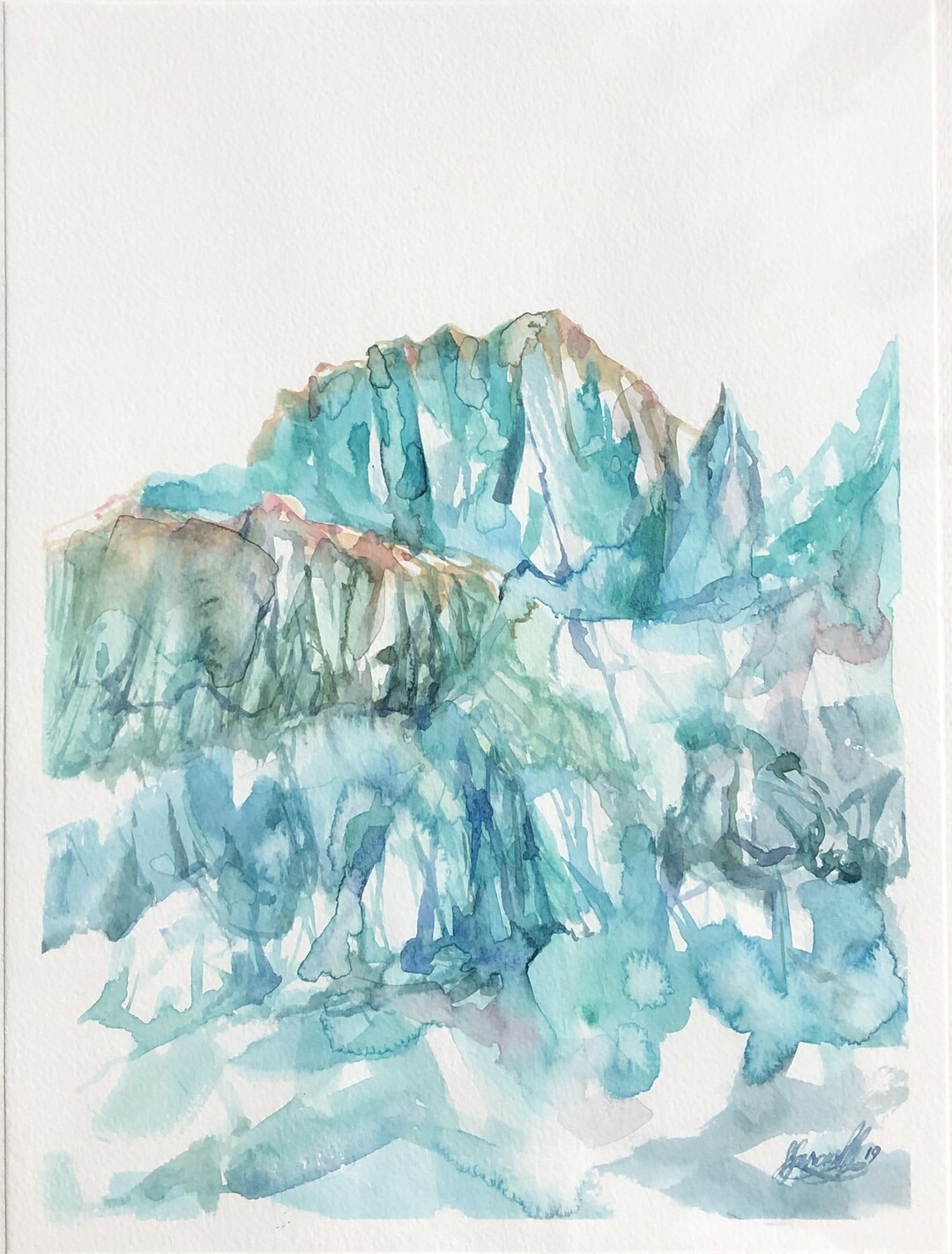 Mountain of Ice Painting, Landscape Watercolor Painting, Iceberg Art ...
