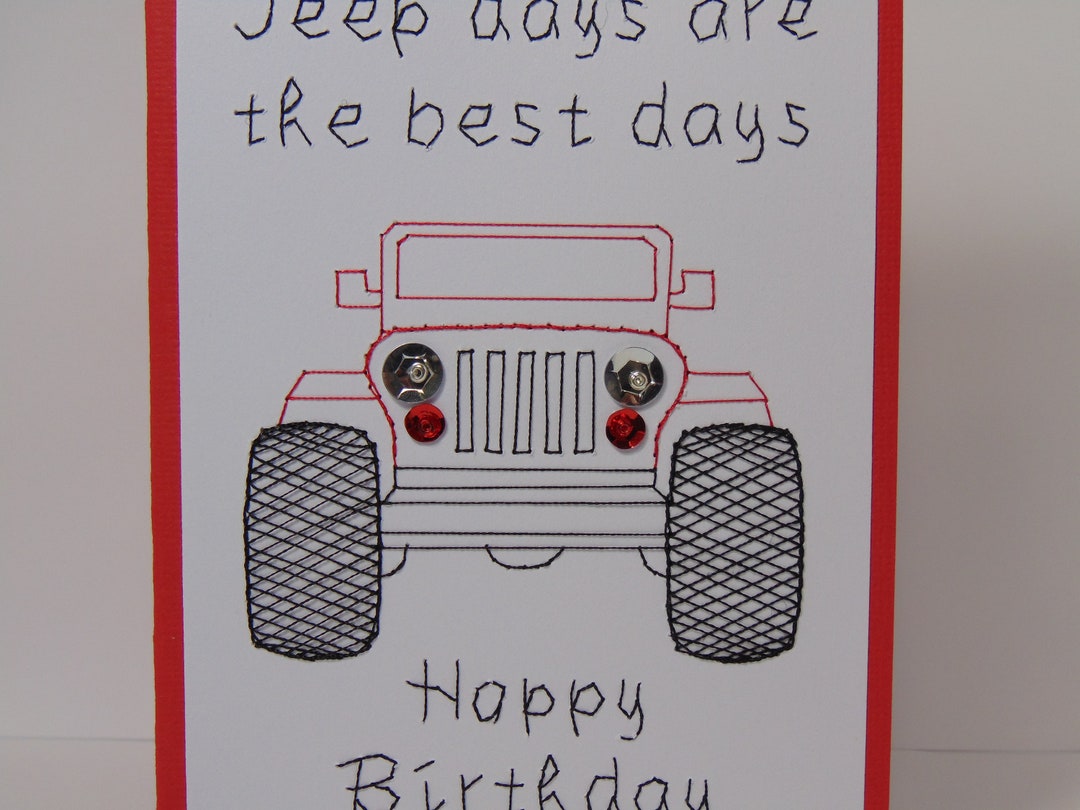 Jeep Happy Birthday Cards Jeep Stitched Cards Happy Birthday - Etsy