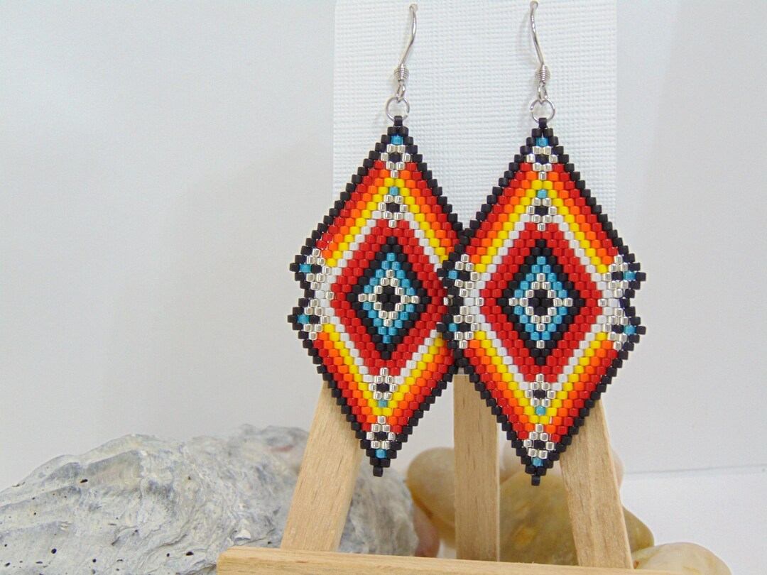 Native American Earrings, Beaded Earrings, Country Earrings, B092 - Etsy