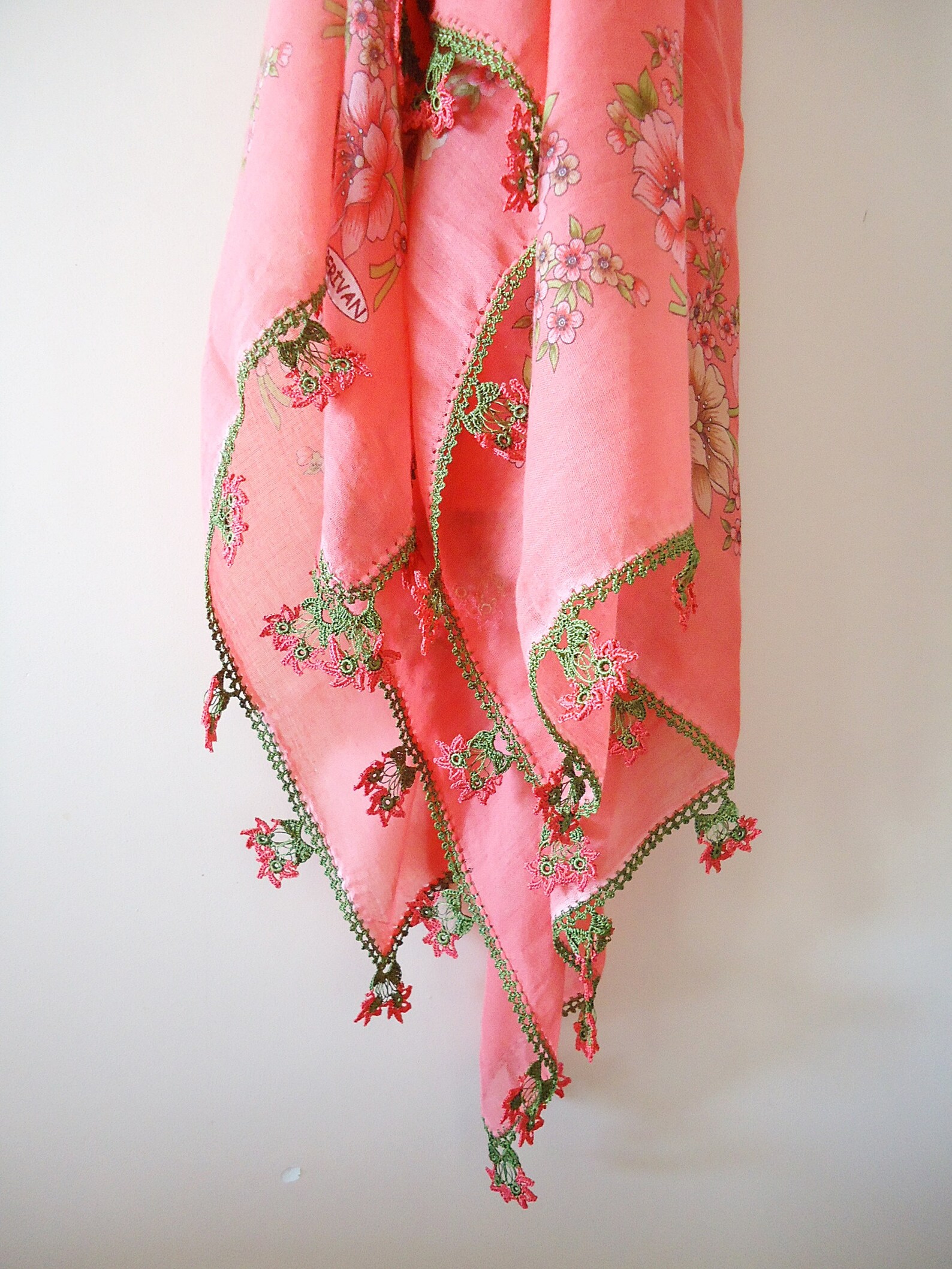 Traditional Turkish Scarf Orange Pink Floral Scarf Cotton | Etsy