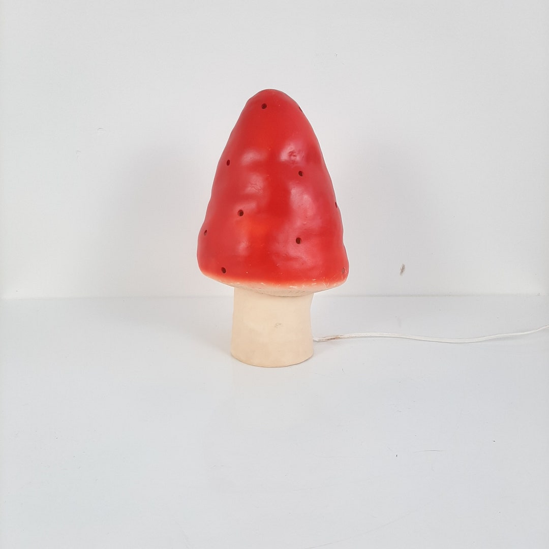 Vintage Heico Table Lamp Mushroom Red With White Dots - Etsy