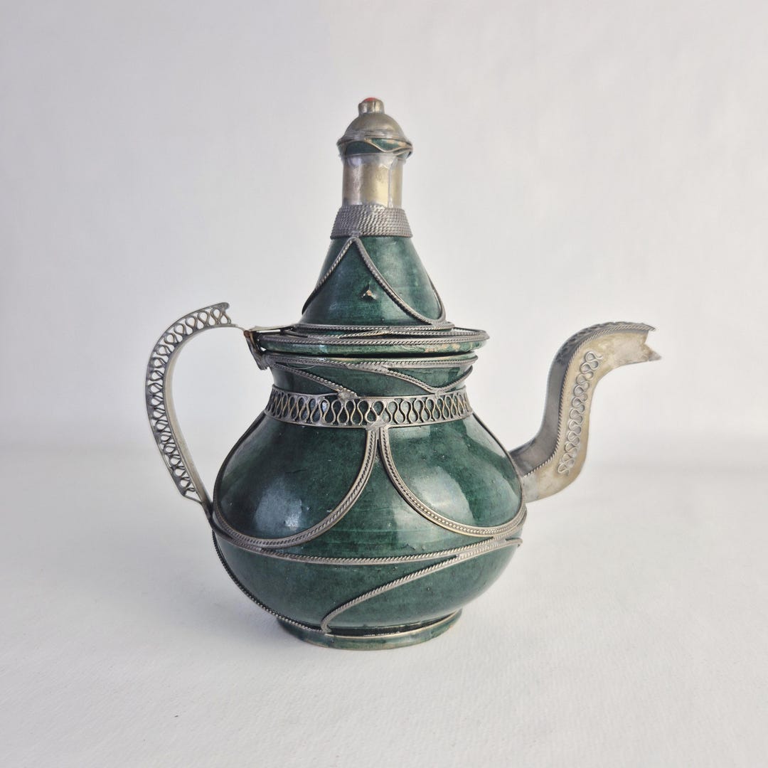 Vintage Moroccan Teapot | Berrad | Emerald Green Teapot | Traditional ...