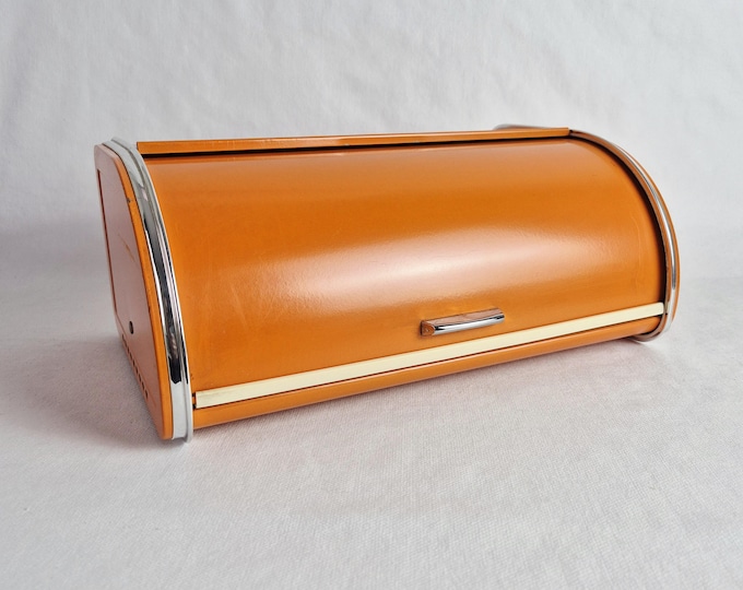 Vintage Bread Bin | 1970s Orange Bin | Small Bread Bin | Vintage Bread ...