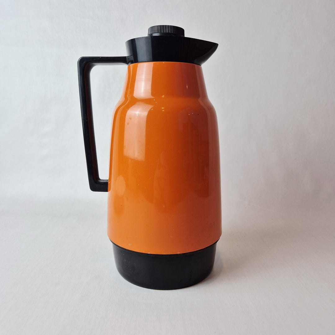 Vintage Orange Thermos Flask | 70s Insulated Carafe | Retro Water Jug ...