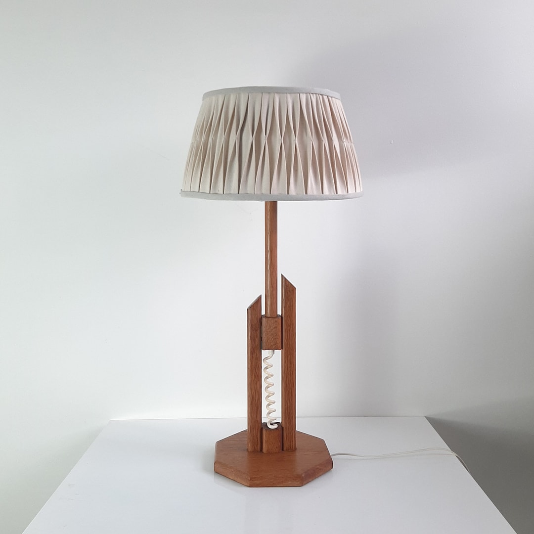 Beautiful 1970s Wooden Table Lamp - Etsy
