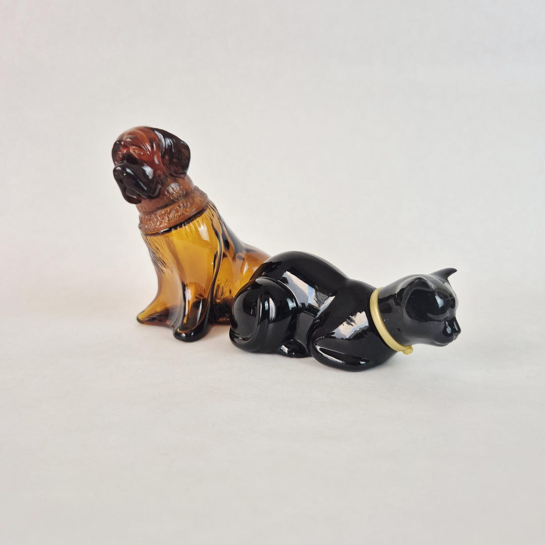 Avon Perfume Bottles in the Shape of a Cat and Dog | Vintage Avon ...