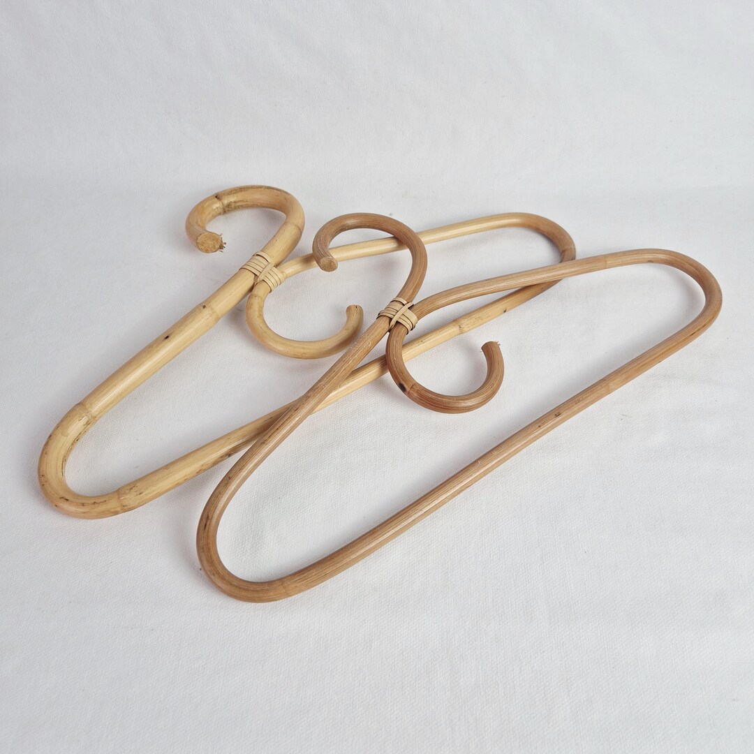 70s Clothes Hangers | Vintage Bamboo Clothes Hangers | Set of 2 - Etsy