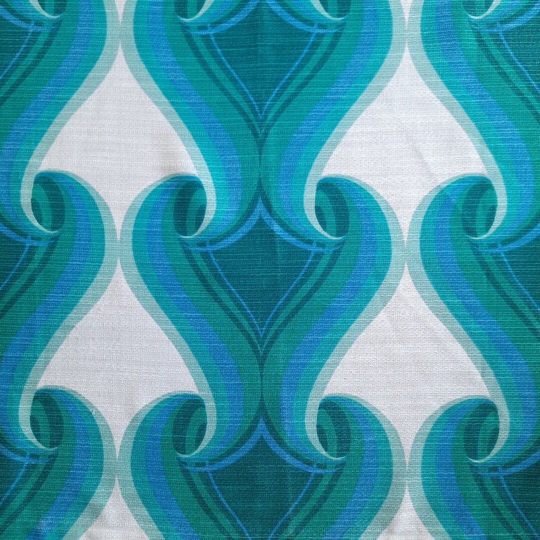 Vintage Curtains, 70s Window Coverings Blue, Green, Cream, Col Nova Aus ...