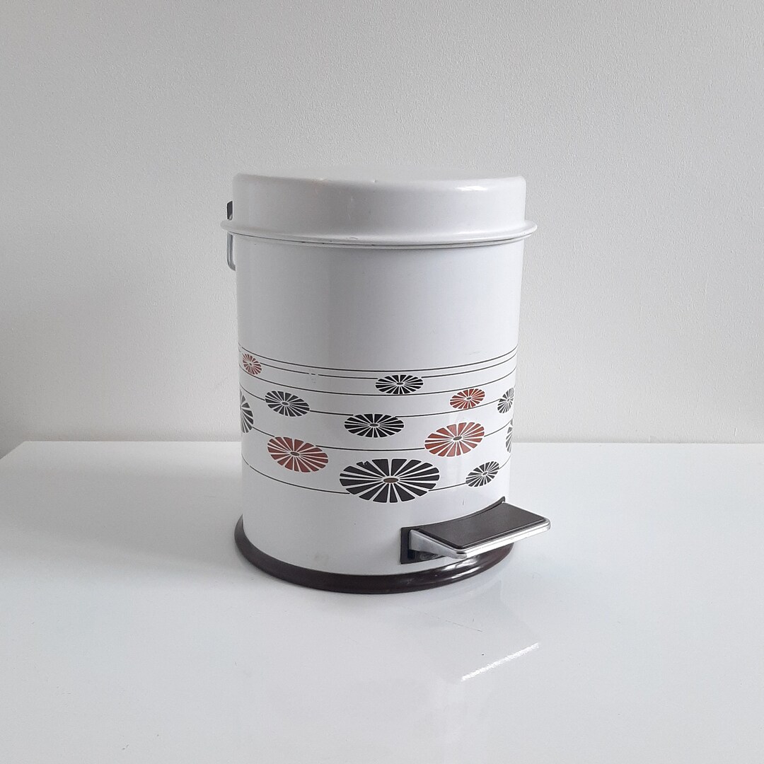 1970s Brabantia Pedal Bin, Vintage Rubbish Bin, Waste Bin, Flower Power ...