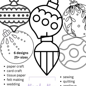 Christmas Bauble Templates for Decorative Art 7 Page Festive Templates ...