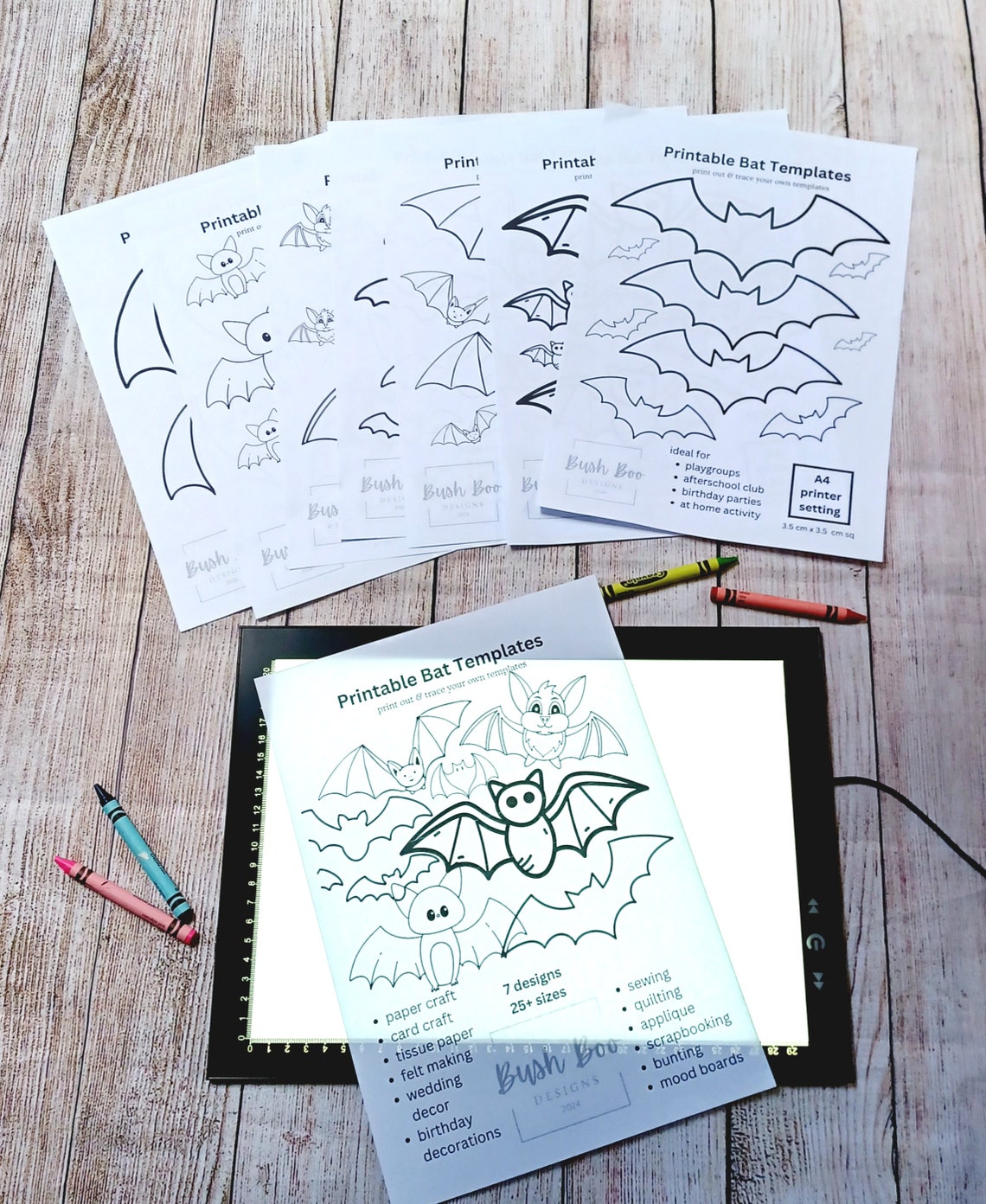 Halloween Bat Templates: Paper Craft Stencils (PDF Download, A4, 7 ...