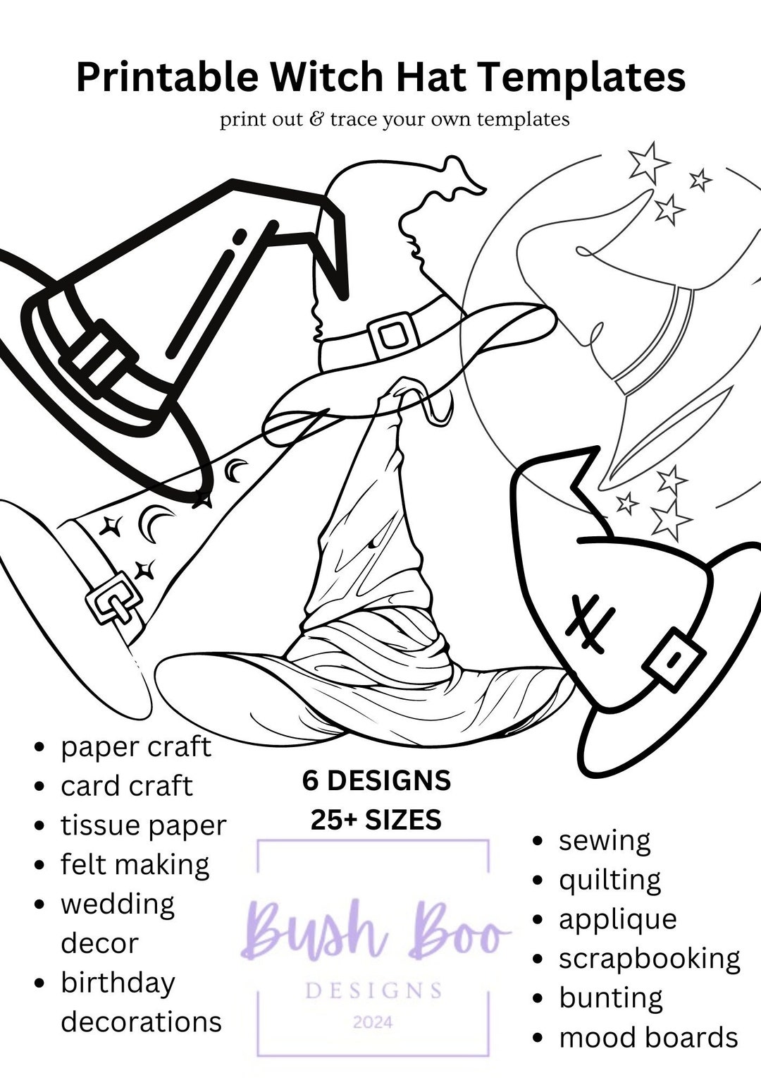 Witch Hat Templates: Halloween Paper Craft, Kids Activity (PDF Download ...