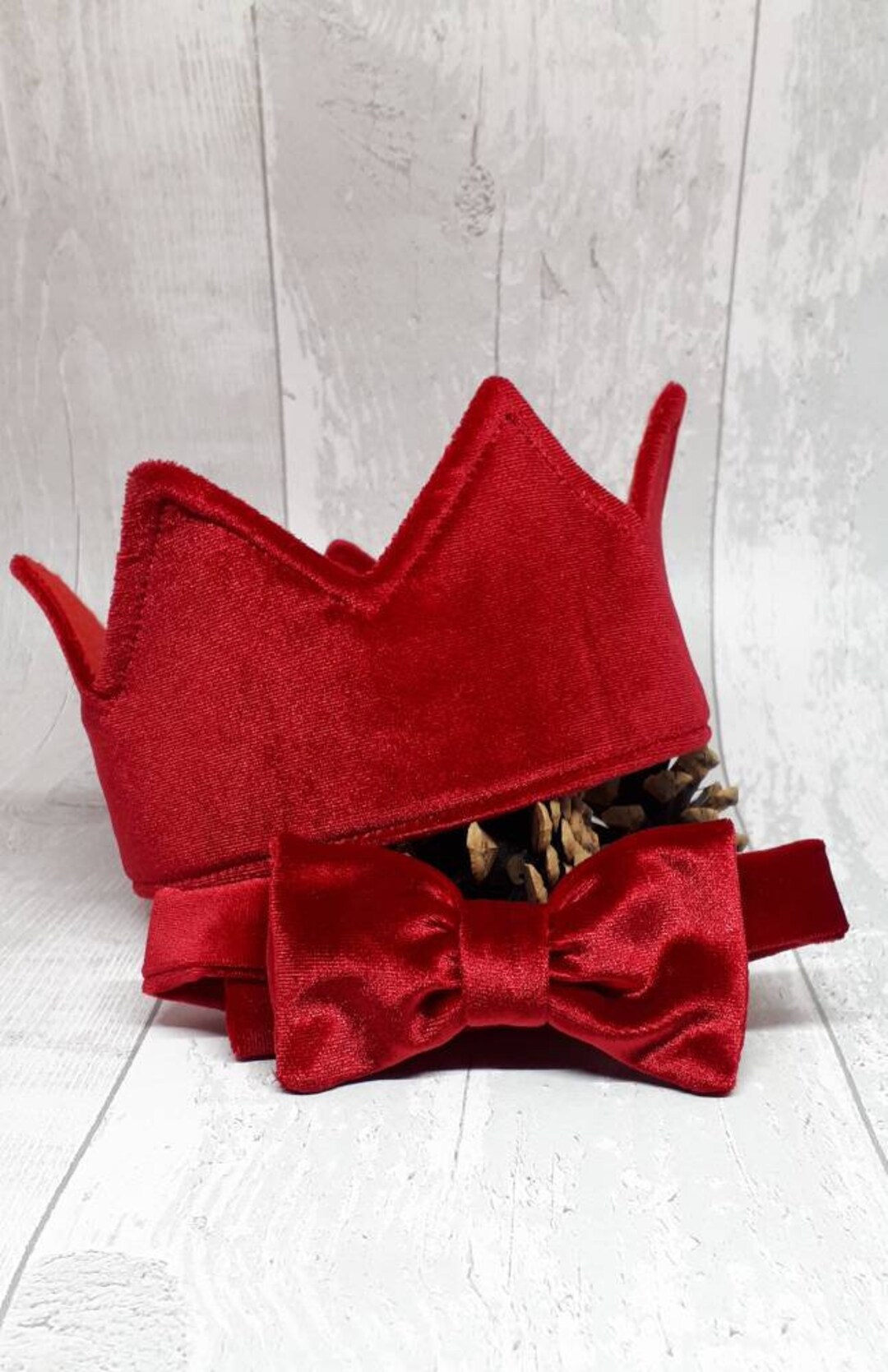 Kids Red Velvet Crown and Bowtie Set, Party Costume - Etsy