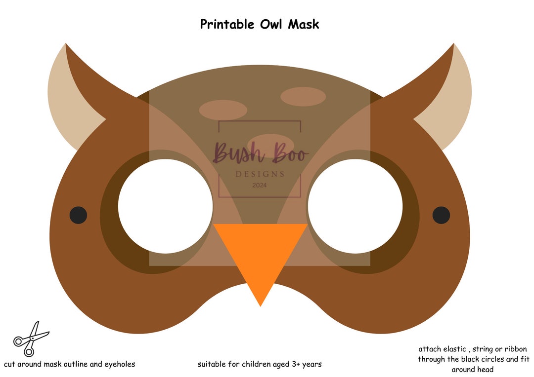 Owl Mask Printable Children's Owl Mask Printable Bird Kids Craft DIY ...