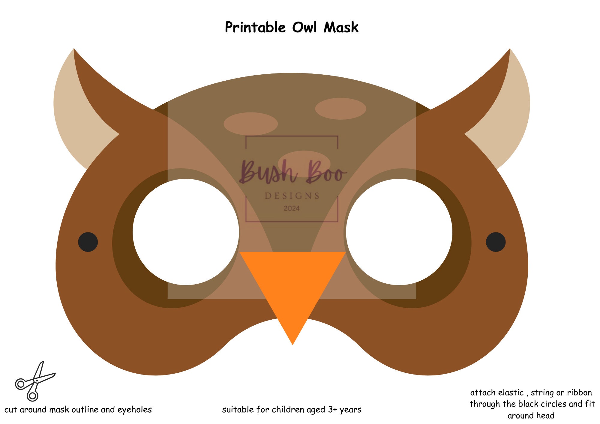Owl Mask Template Mask Of Owl Bird For Kids Birthday Or Costume Party