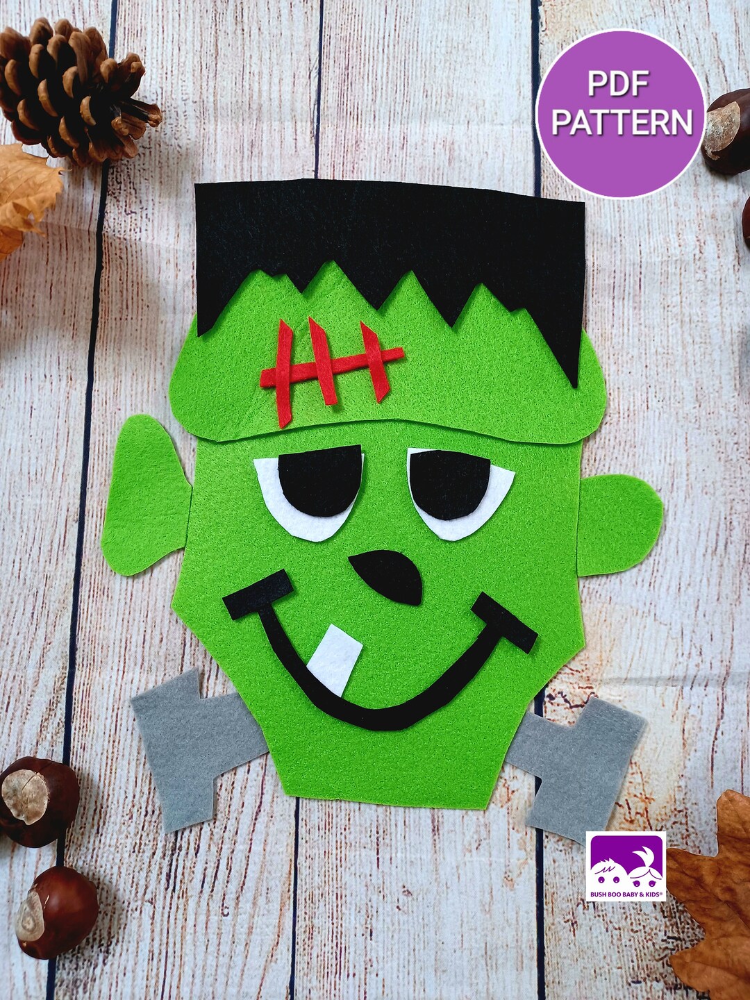 Halloween PDF Pattern for a Frankenstein Face Decoration,craft Project ...