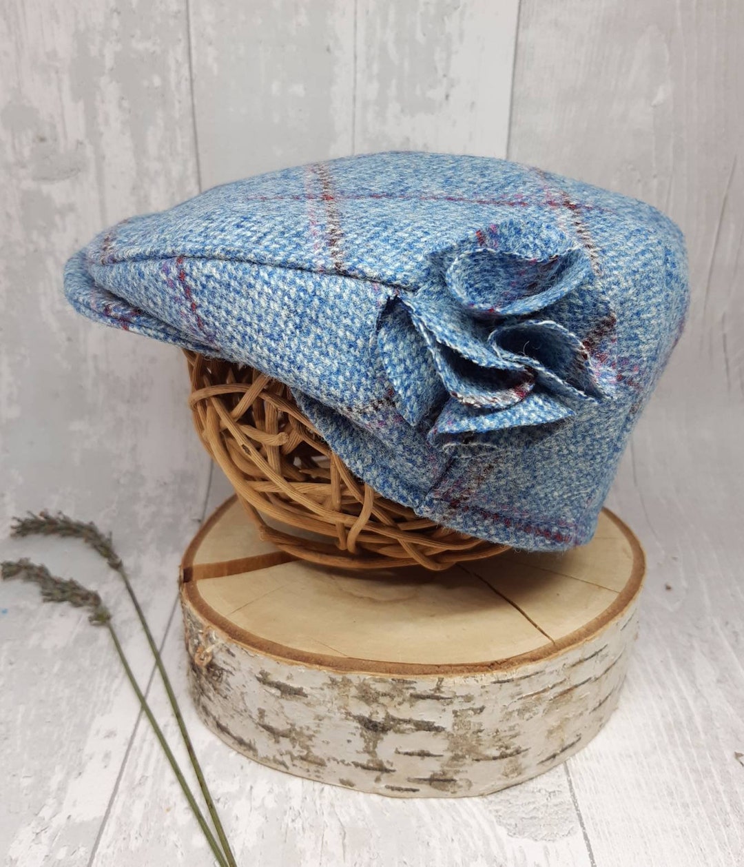 Baby Blue Check Tweed Wool Flat Cap,blue Check Flatcap, Newborn Flat ...