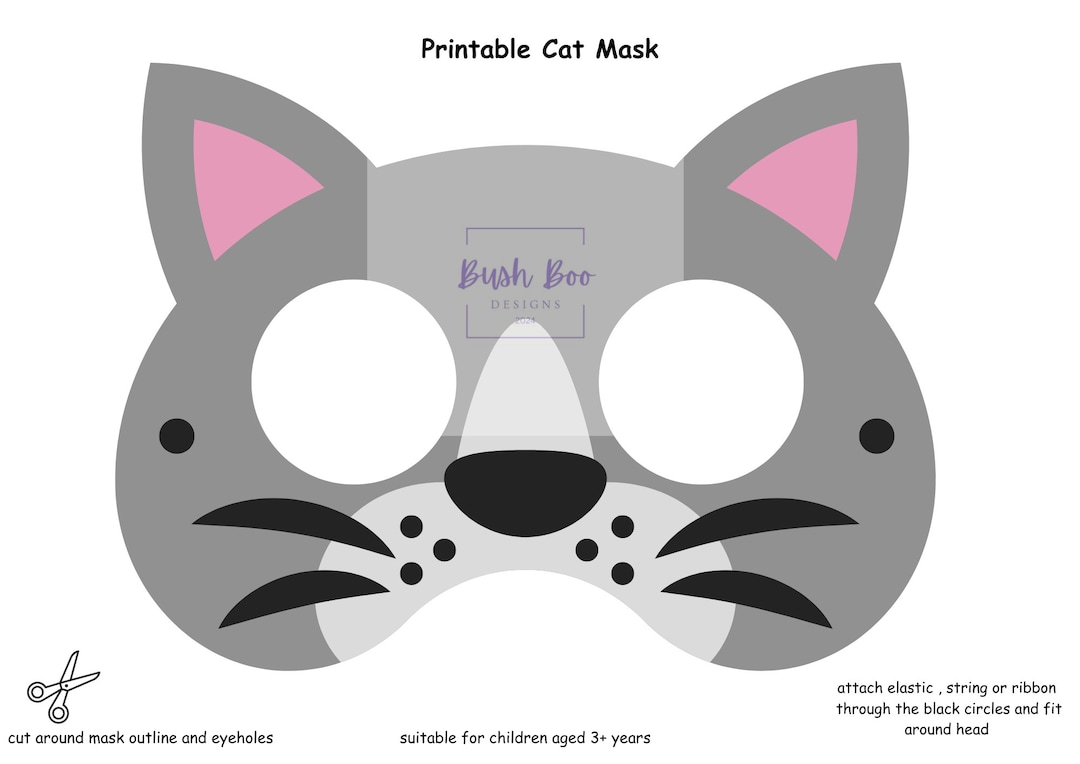 Cat Mask Printable Children's Cat Mask Printable Kids Craft DIY Party ...