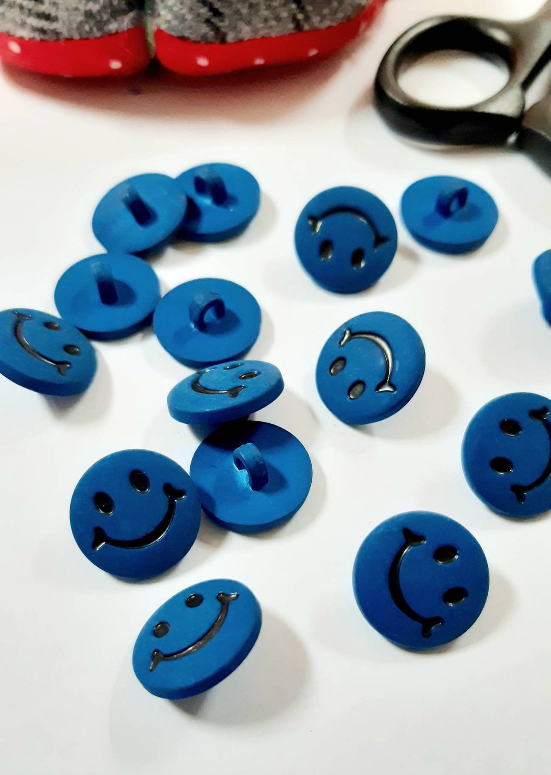 Smiley Face Buttons,blue Smiley Face Buttons,blue Shank Buttons,novelty ...