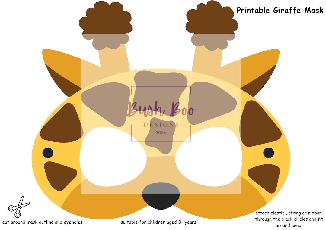 Giraffe Mask Printable Children's Giraffe Mask Printable Kids Craft DIY ...