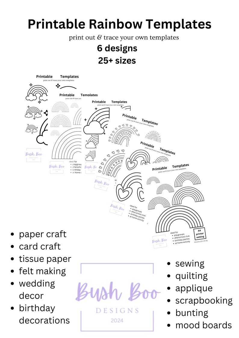 Rainbow Craft Templates: Printable Weather Project, Kids Activity (PDF ...
