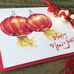 Chinese New Year Card, Chinese Lantern Card, CNY Card / Lunar Card ...