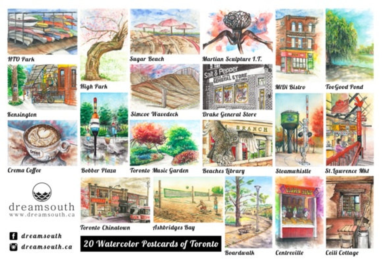 Toronto-themed Watercolor Postcard Box Set 20 Different - Etsy