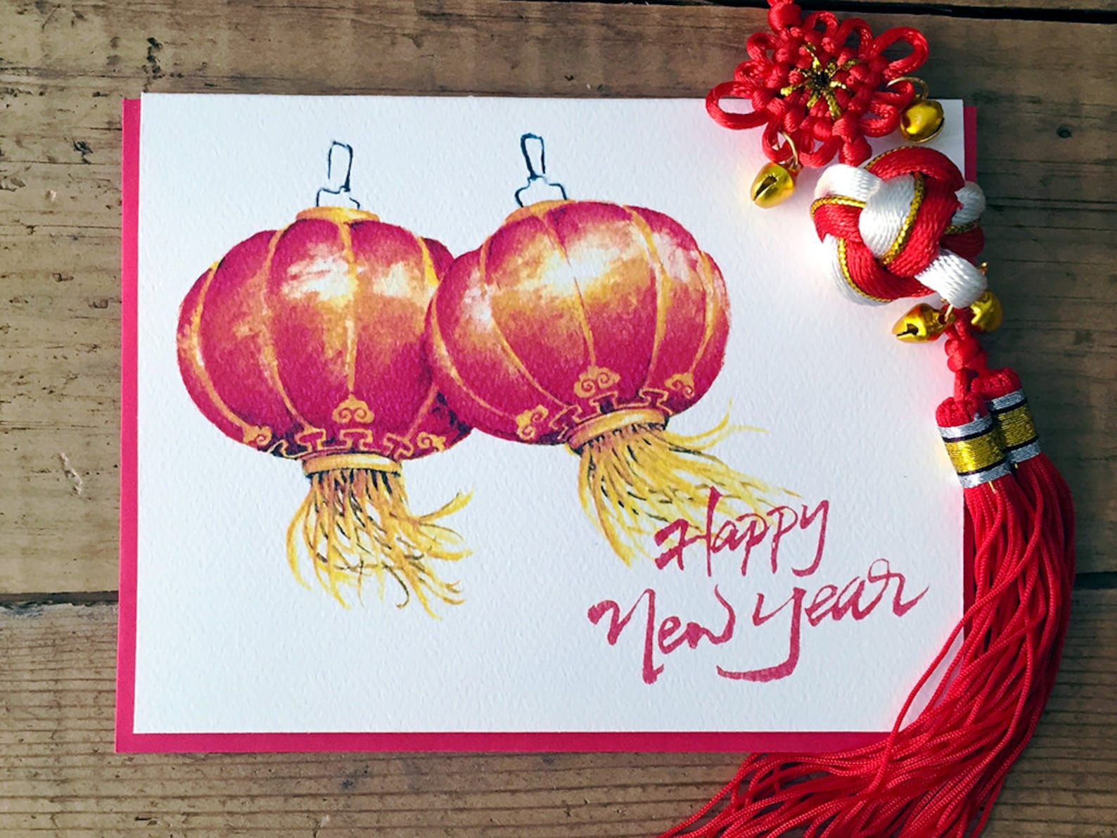 Chinese New Year Card, Chinese Lantern Card, CNY Card / Lunar Card ...