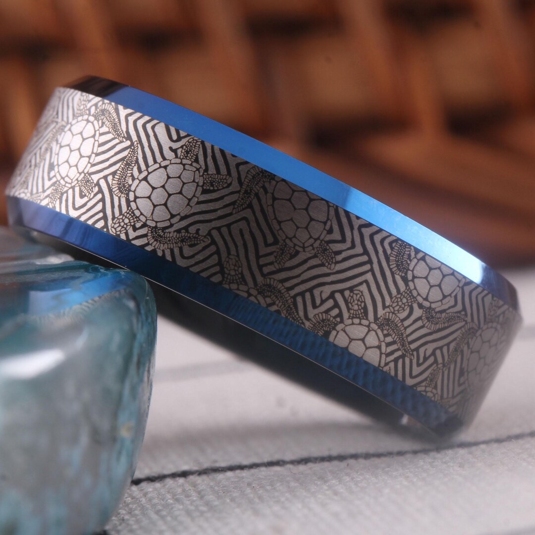 Engraved Sea Turtle Ring, Sea Turtle Jewelry,ocean Turtle Wedding Ring ...