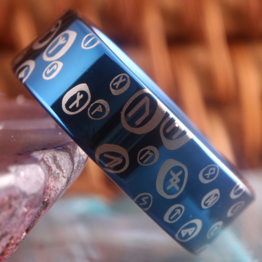 Custom Viking Runes Ring, Tungsten Ring, Personalized Norse Runic Ring ...