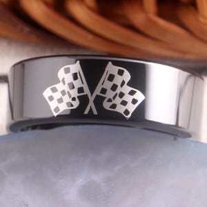 Custom Checkered Flag Monogram Ring,personalized Gift for Racer,racing ...