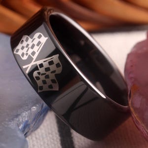 Custom Checkered Flag Monogram Ring,personalized Gift for Racer,racing ...