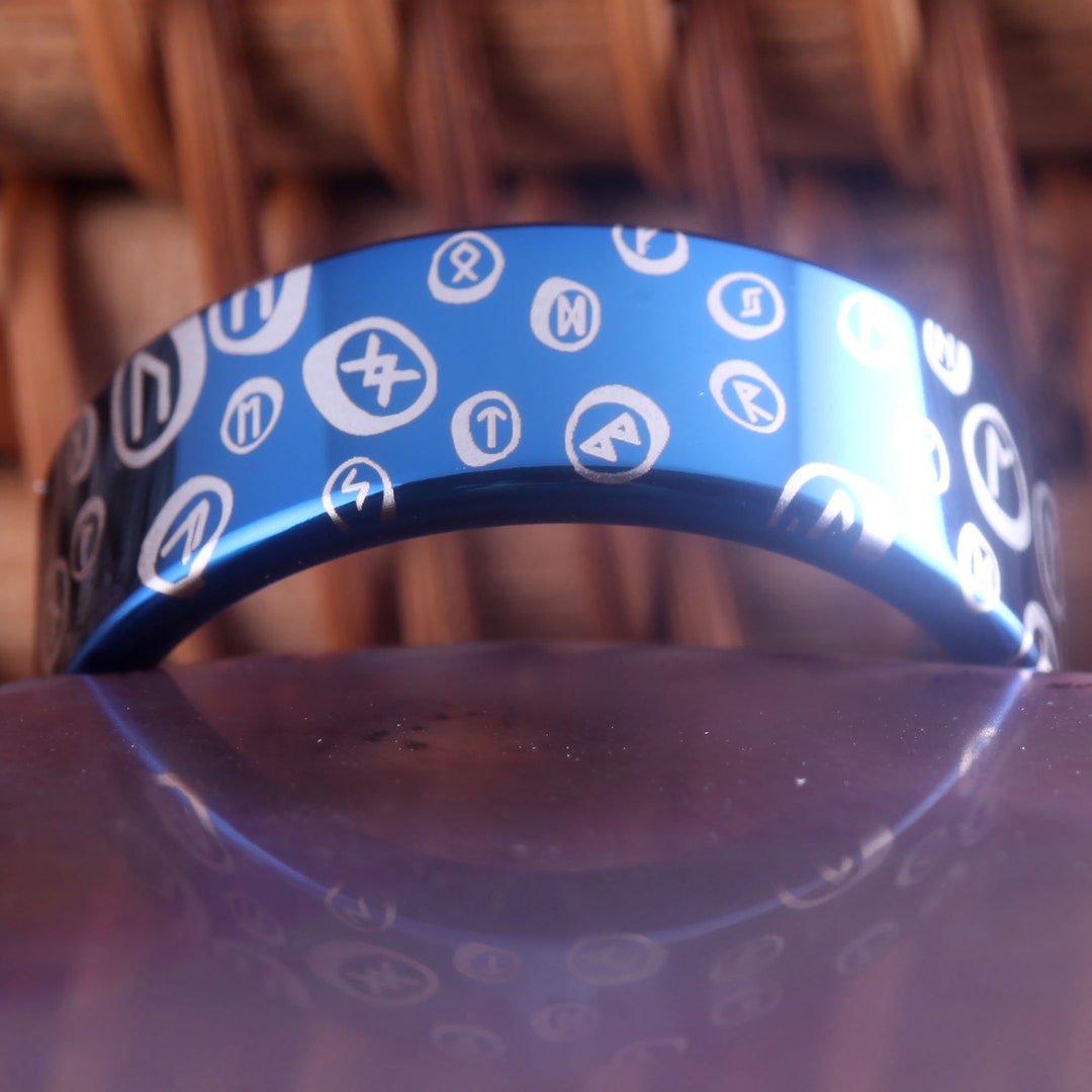 Custom Viking Runes Ring, Tungsten Ring, Personalized Norse Runic Ring ...