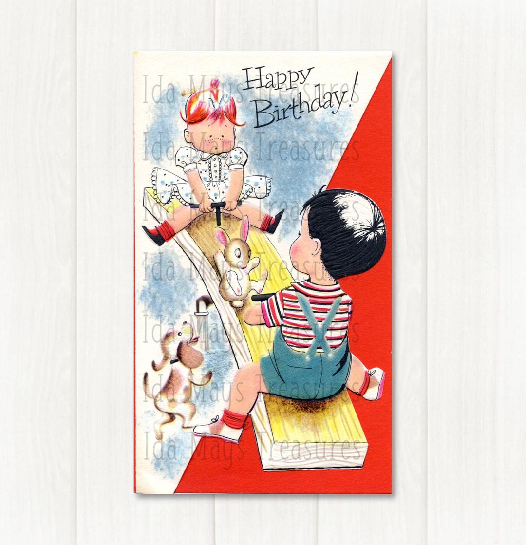 Happy Birthday Boy & Girl on Teeter Totter Birthday Image #576 Digital ...