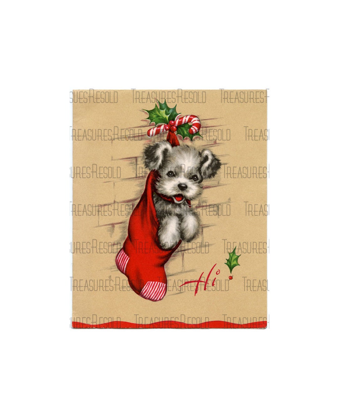 Puppy Dog Christmas in Stocking Christmas Image 150 Digital Download - Etsy