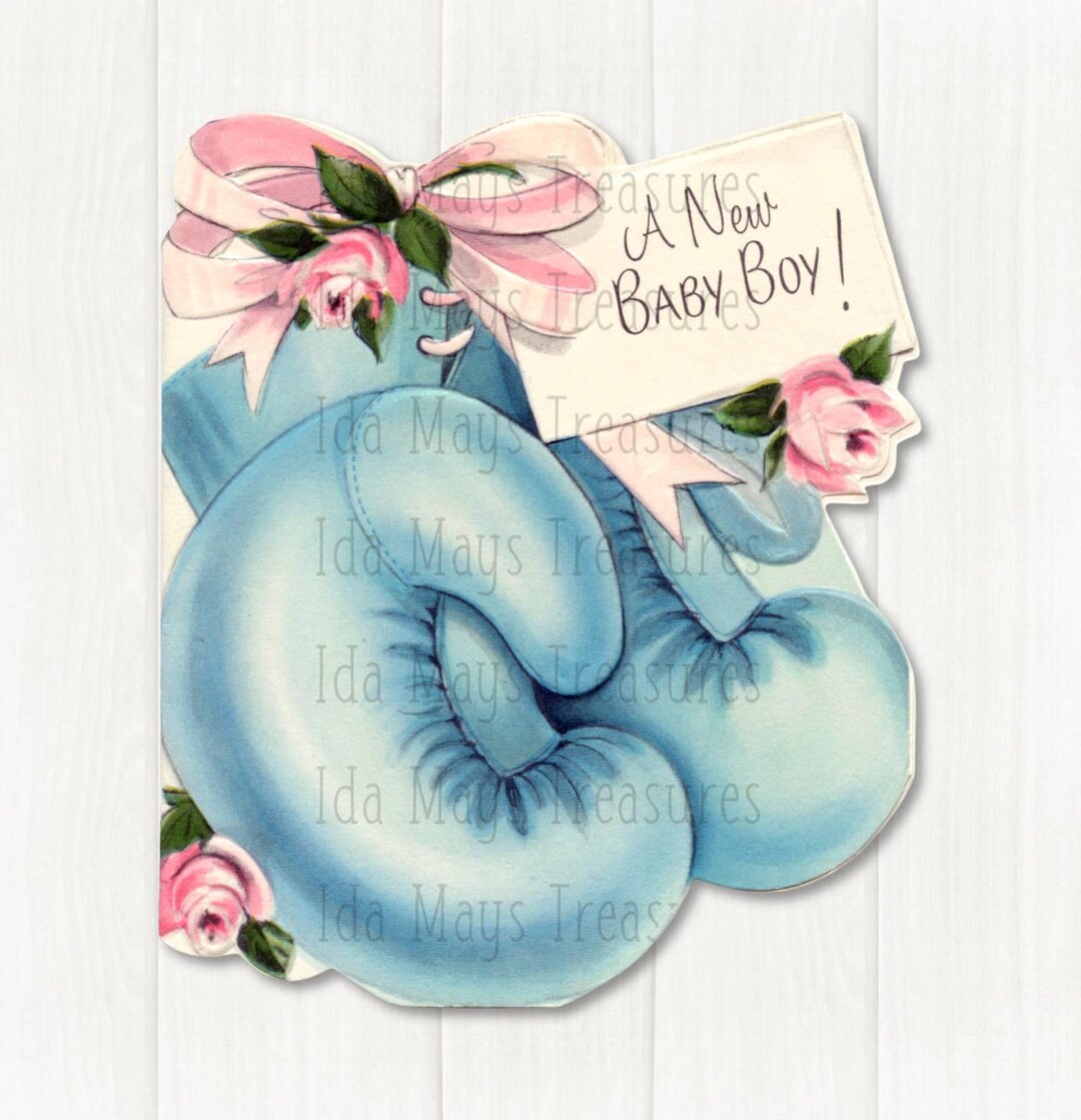 Congratulations Baby Boy Blue Boxing Gloves Image #623 Digital Download ...