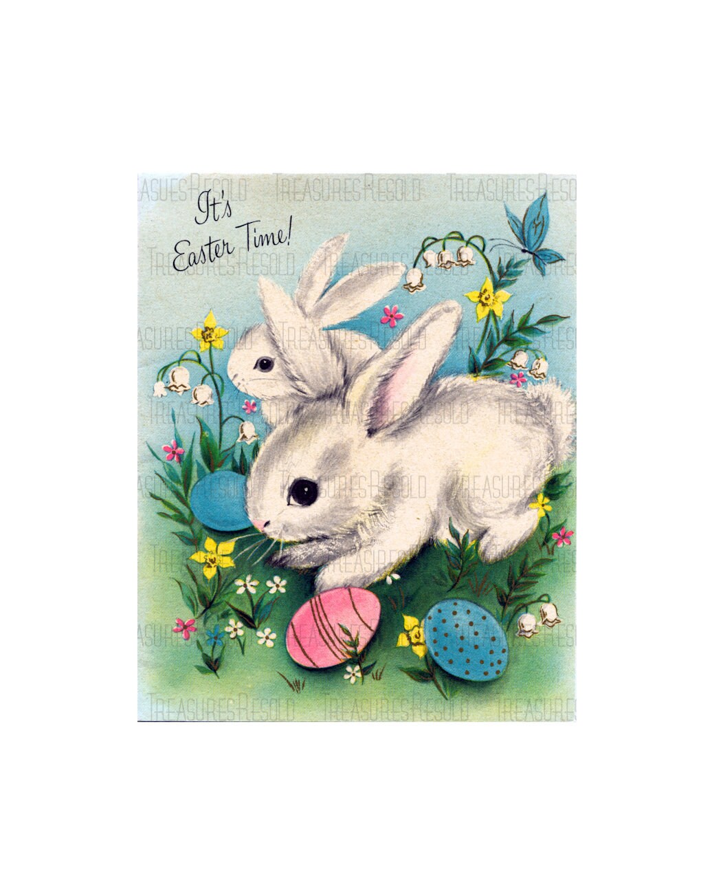 Bunny Rabbits With Easter Eggs Easter Image 663 Digital - Etsy