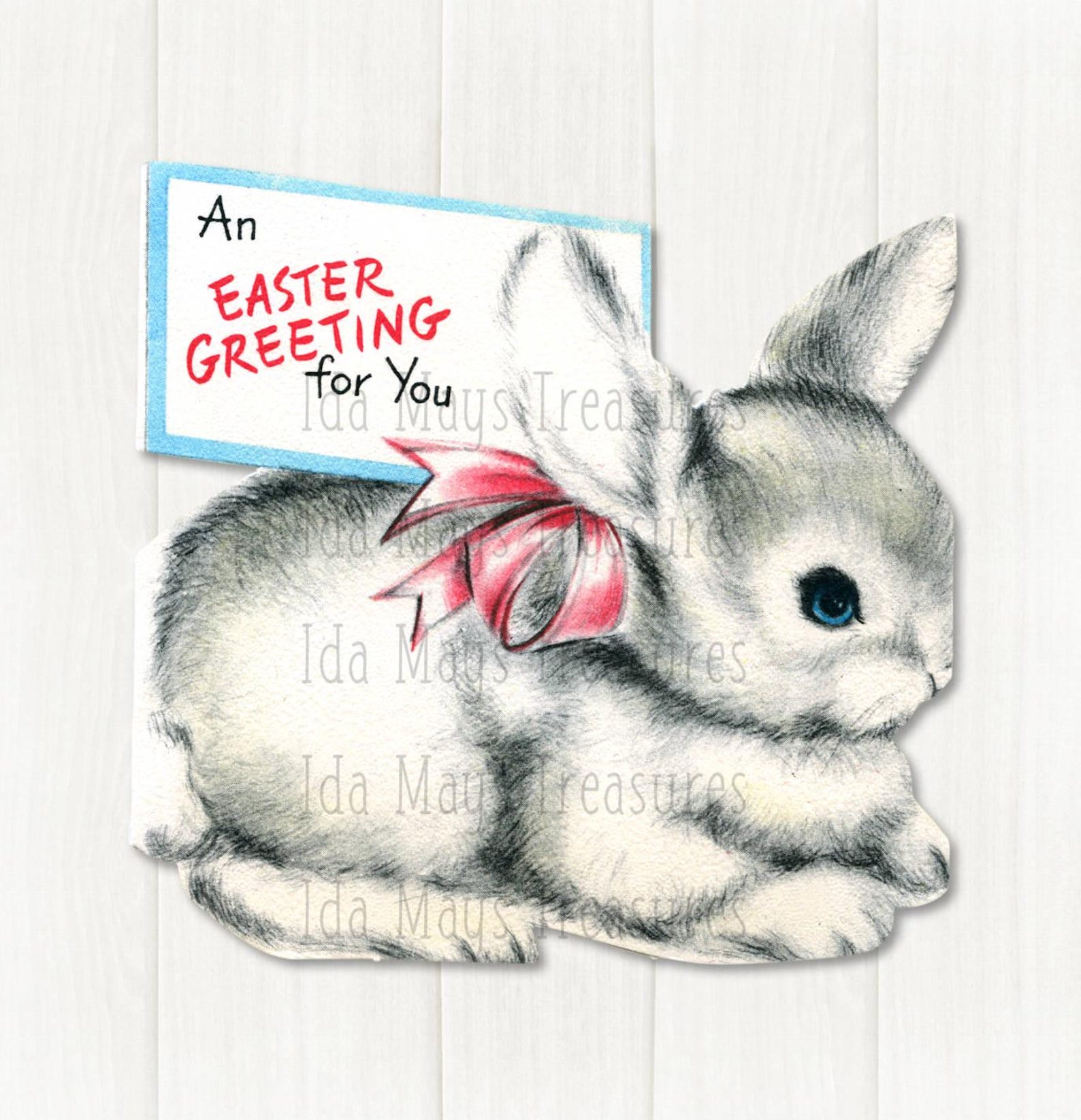 Retro Bunny Rabbit Easter Greeetings Image #683 Digital Download - Etsy